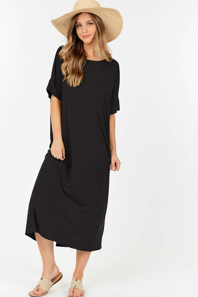 Boxy Maxi TShirt Dress with Back Slit – Honeysuckle Lane Boutique